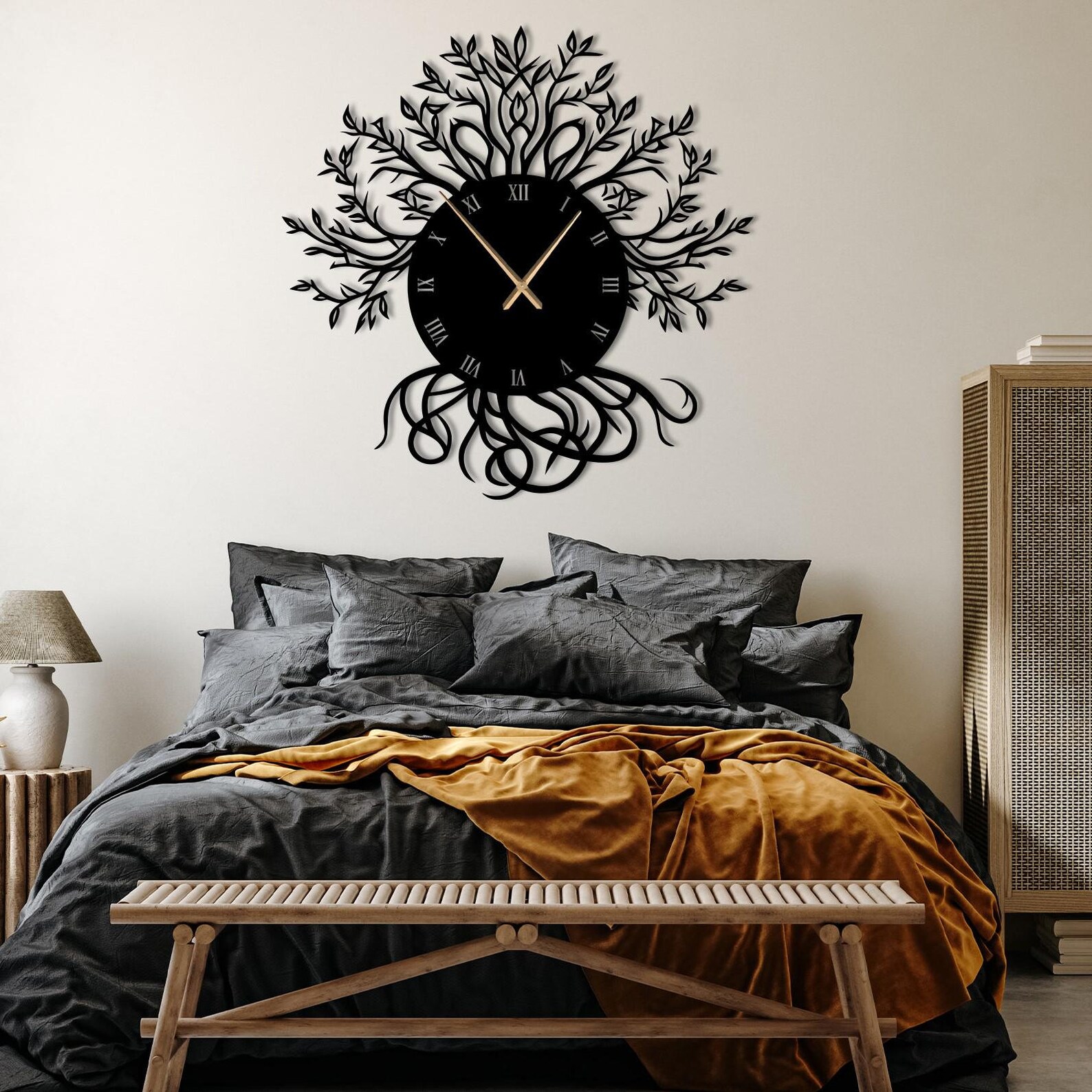 Branch Wall Clock Metal, Unique Design Metal Wall Clock, Livingroom ...
