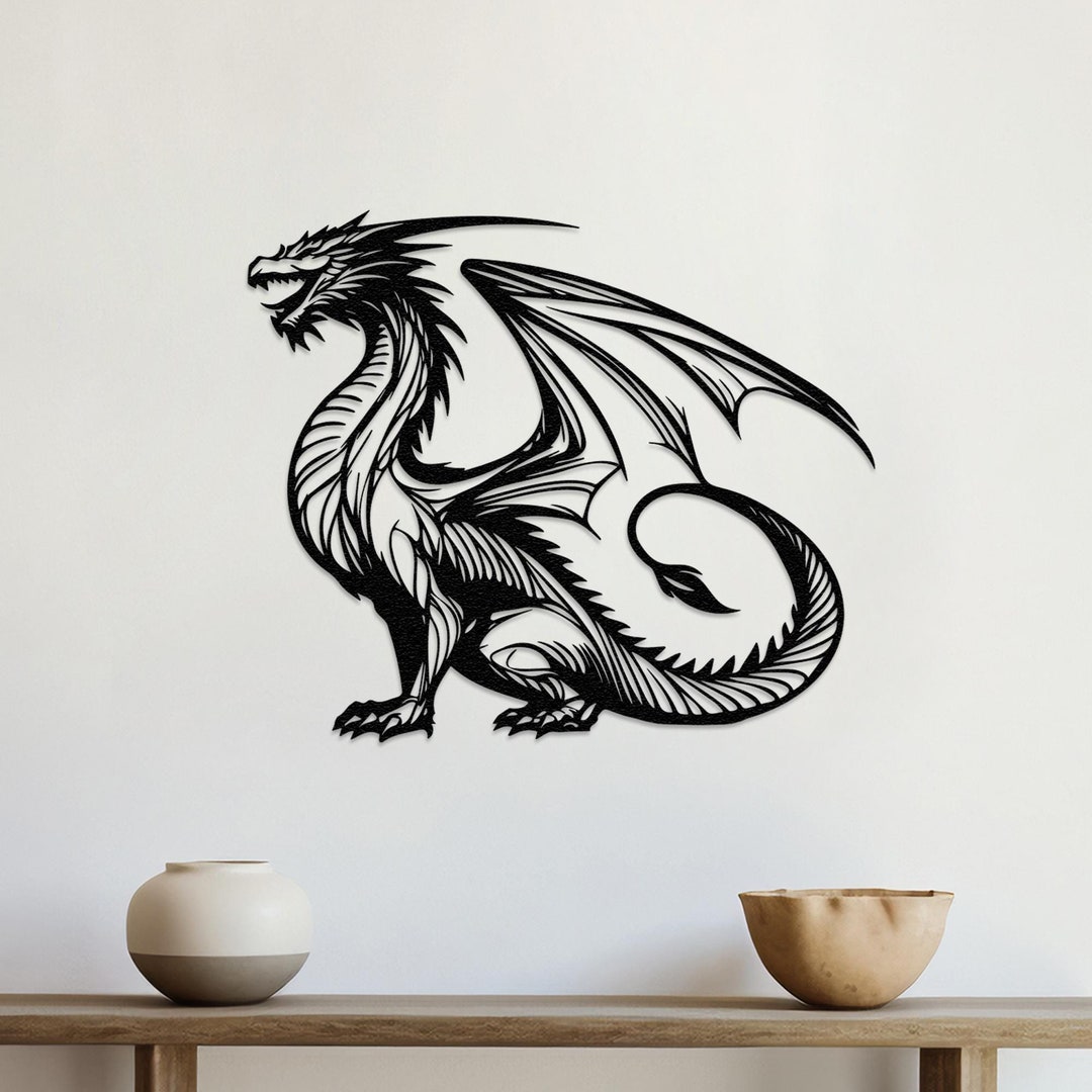 Dragon Metal Wall Sign, Mythology Wall Art, Game Room Wall Art, Fantasy ...