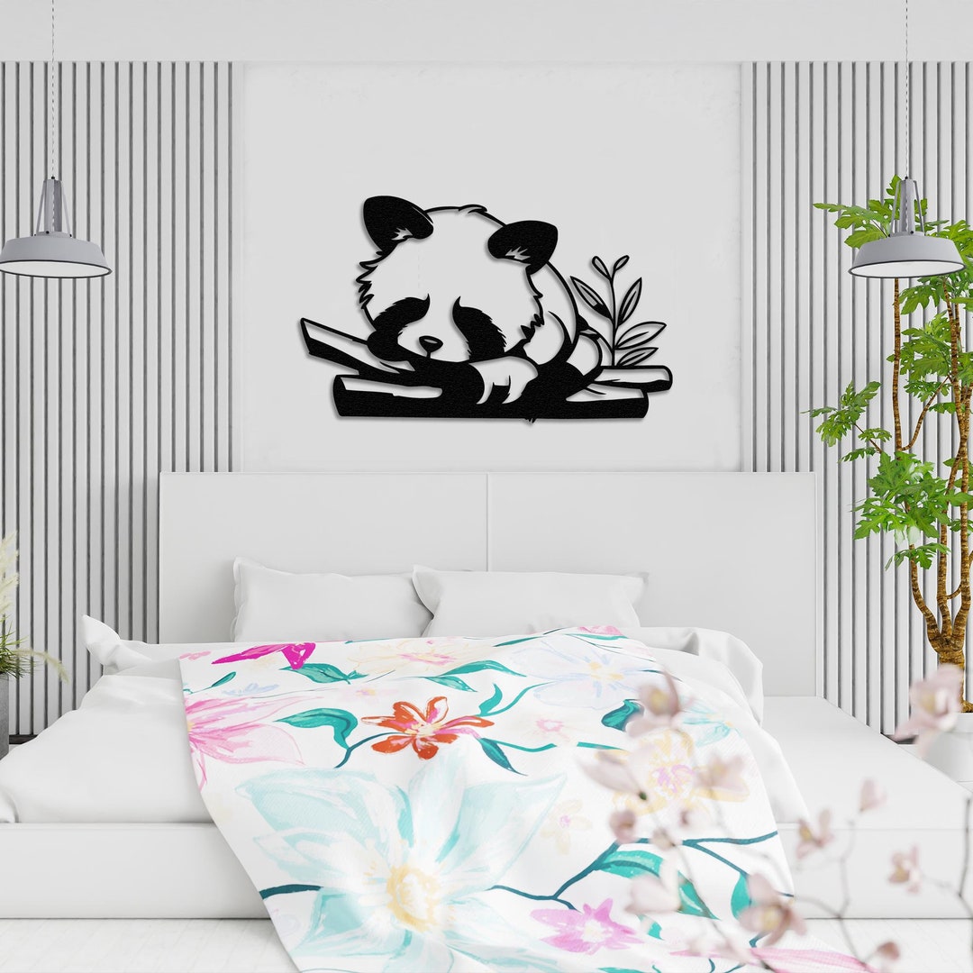 Red Panda Bear Metal Wall Decor, Animals Nursery Art, Bamboo Home Decor ...