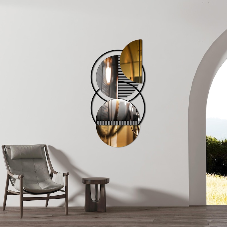 Geometric Plexiglass Miror Metal Wall Decor, Modern Abstract Art ...