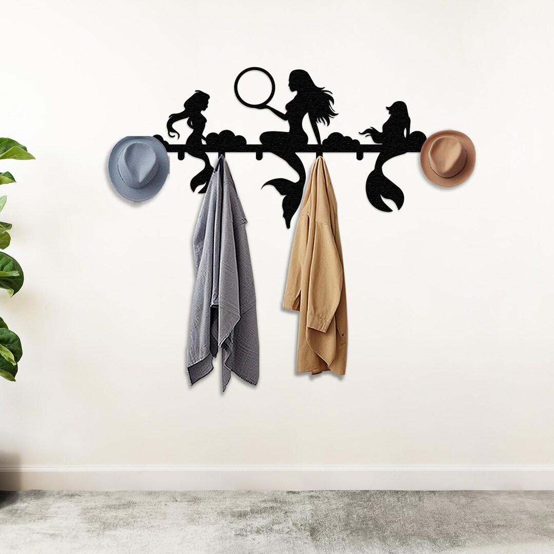 Mermaid Sea Hanger, Coat Rack Wall Mount, Bathroom Decor, Decorative ...