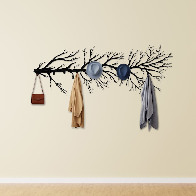 Extra Large Tree Branch Coat Rack Wall Mount, Bag Holder, Entryway ...