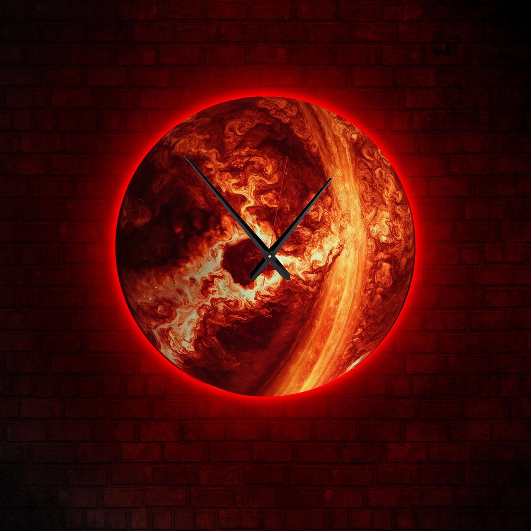 Sun LED Lighted Metal Wall Clock, Unique Wall Clock, Sun Wall Art ...