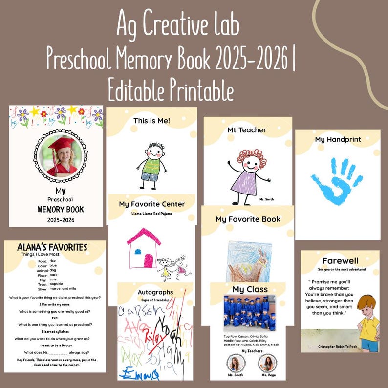 Preschool Memory Book 2025-2026 | Editable Printable - Etsy