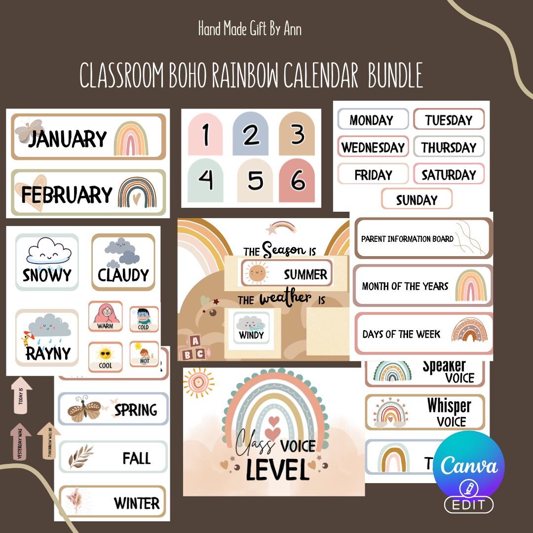 Boho Rainbow Calendar Bundle - Etsy