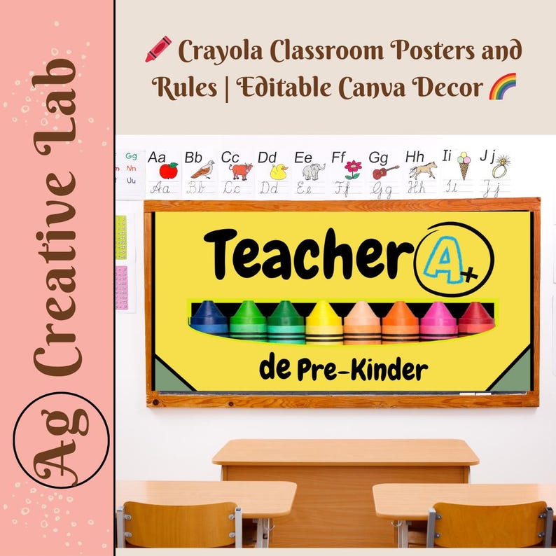 Crayola Classroom Posters and Rules Editable Canva Decor - Etsy