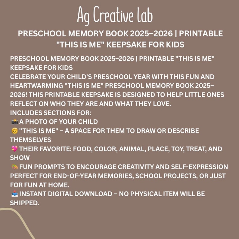 Preschool Memory Book 2025-2026 | Editable Printable - Etsy