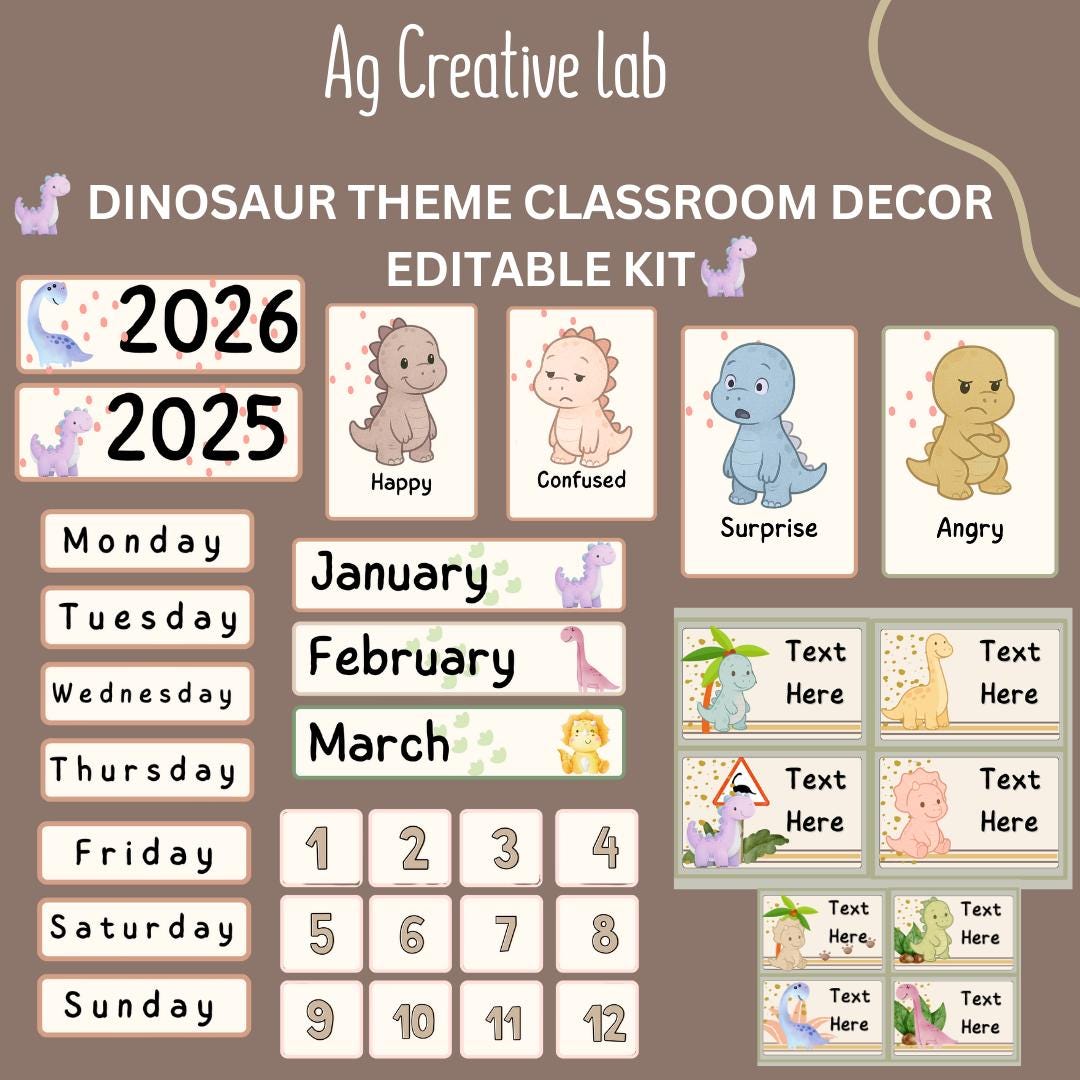 Editable Dinosaur Theme Classroom Decor - Etsy