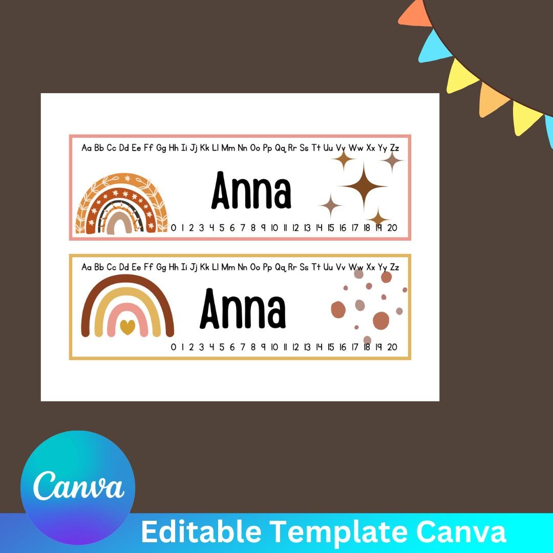 Boho Rainbow Name Tag for Classroom - Etsy