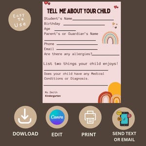 Editable Tell Me About Your Child - Etsy