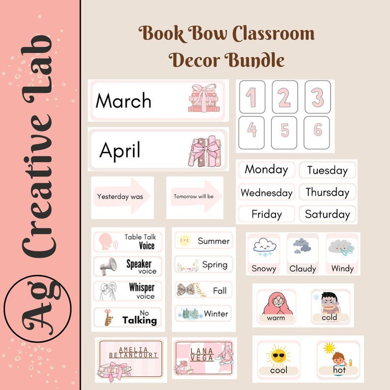 Book Bow Classroom Decor Bundle - Etsy