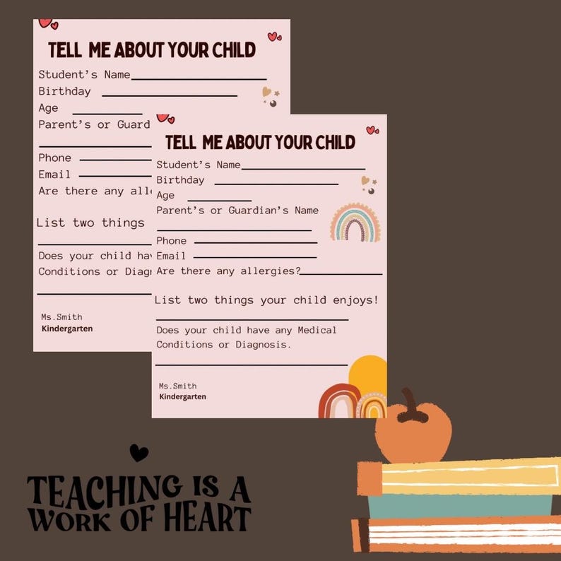 Editable Tell Me About Your Child - Etsy