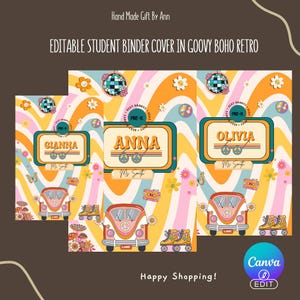 Editable Student Binder Covers in Groovy Boho Retro Classroom - Etsy