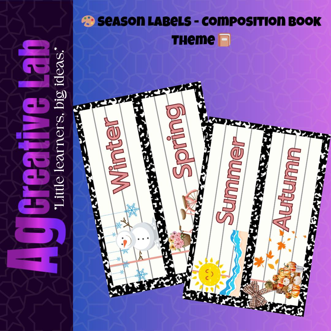 Season Labels Composition Book Theme - Etsy