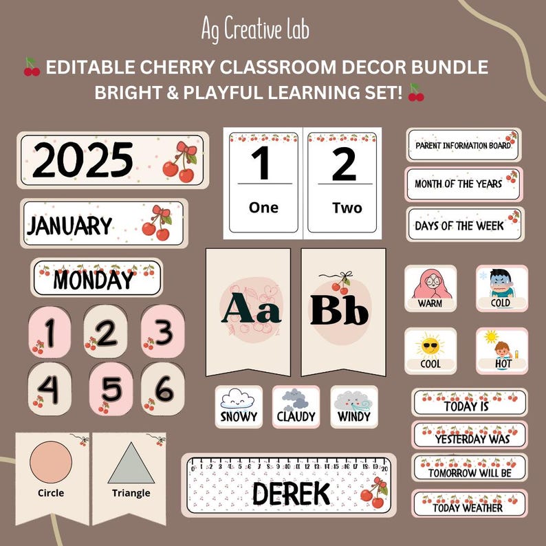 Editable Cherry Bundle Classroom Decor - Etsy