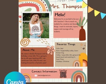 Meet the Teacher Template L Boho Rainbow Style L Value Pack - Etsy