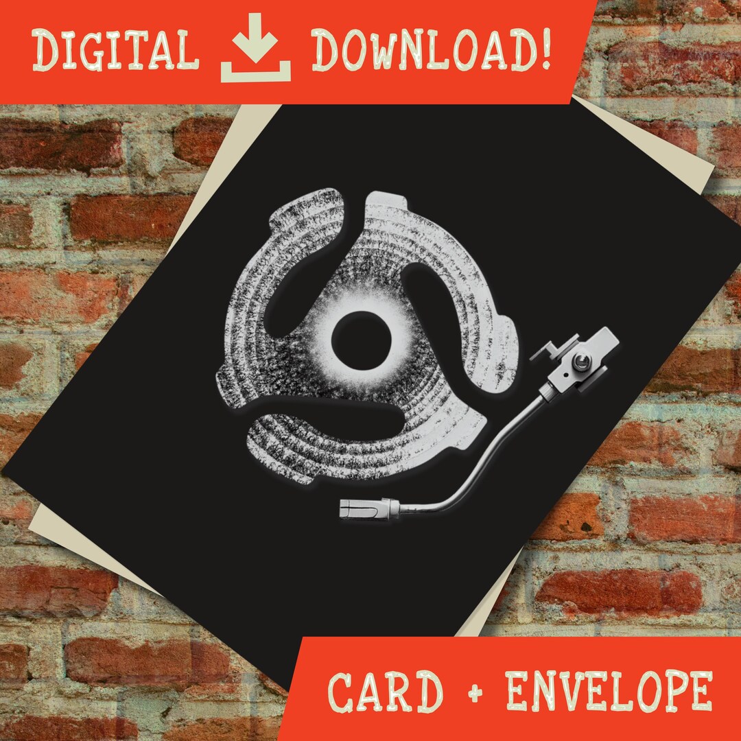 Vintage Vinyl Record Spacer Card, Printable Music Greeting (digital ...
