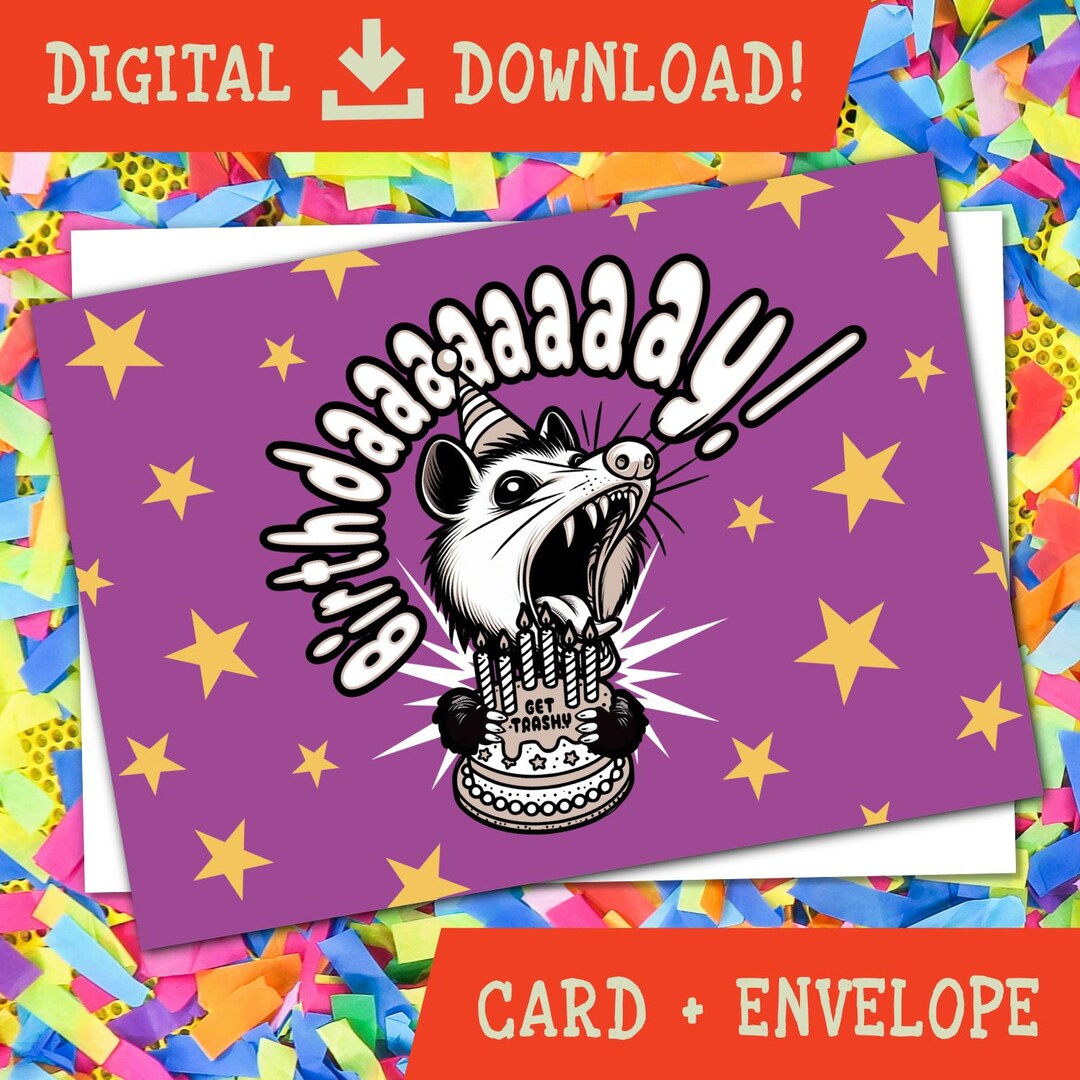 Funny Screaming Possum Birthday Card (digital Download) - Etsy