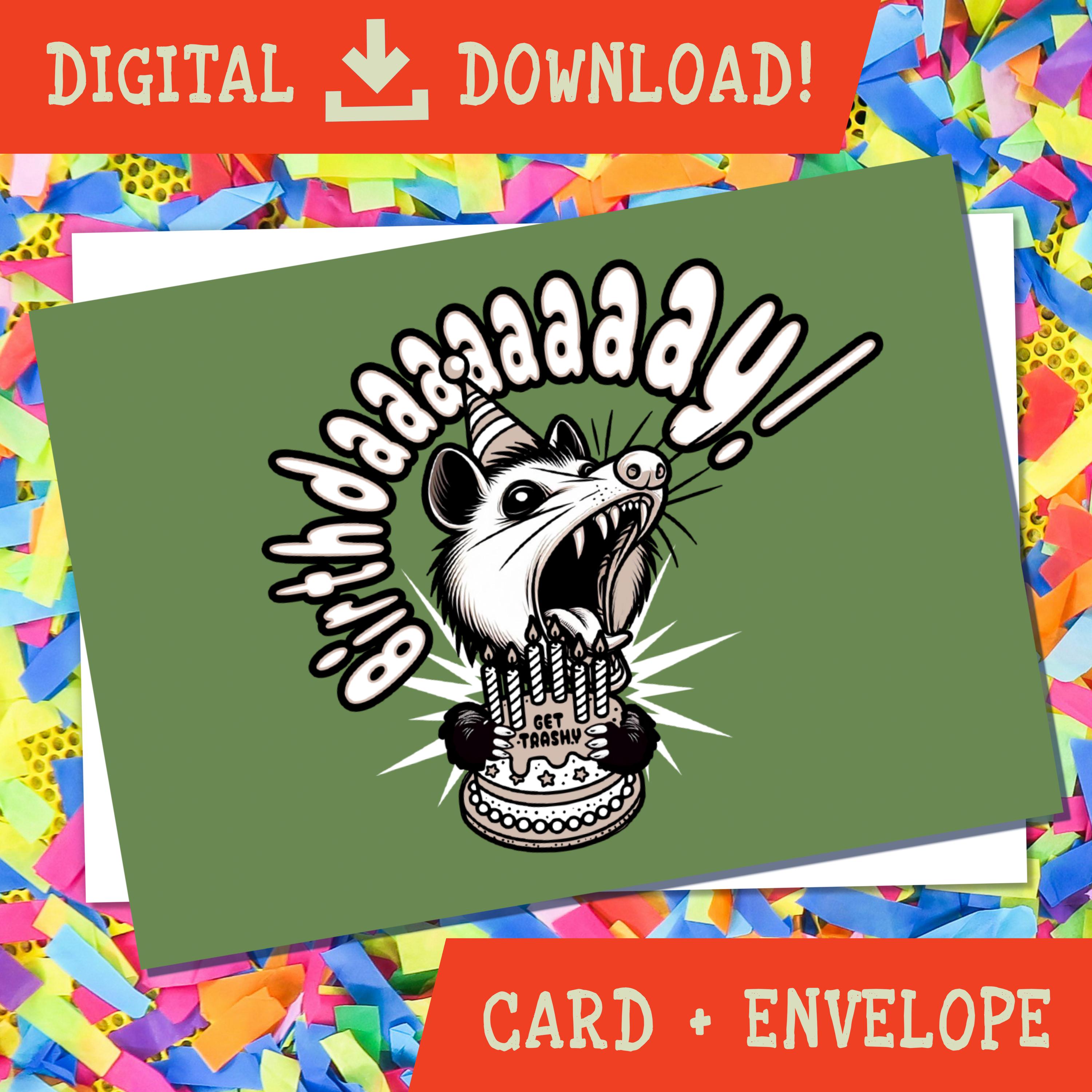 Funny Screaming Possum Birthday Card, Printable Card, Funny Possum, DIGITAL Download, Instant ...