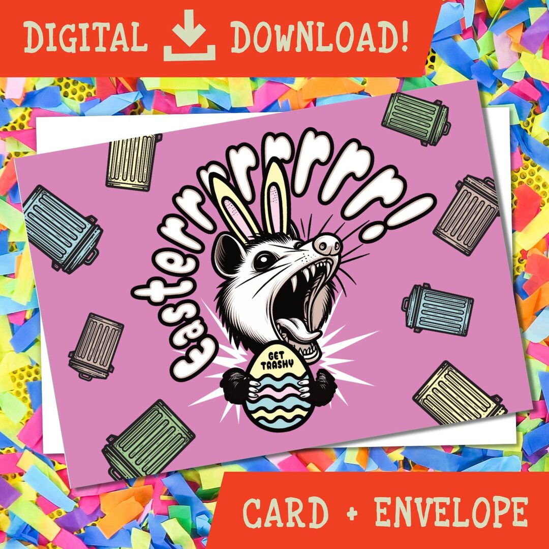 Funny Screaming Possum Easter Card, Printable Card, Funny Possum, DIGITAL Download, Instant ...