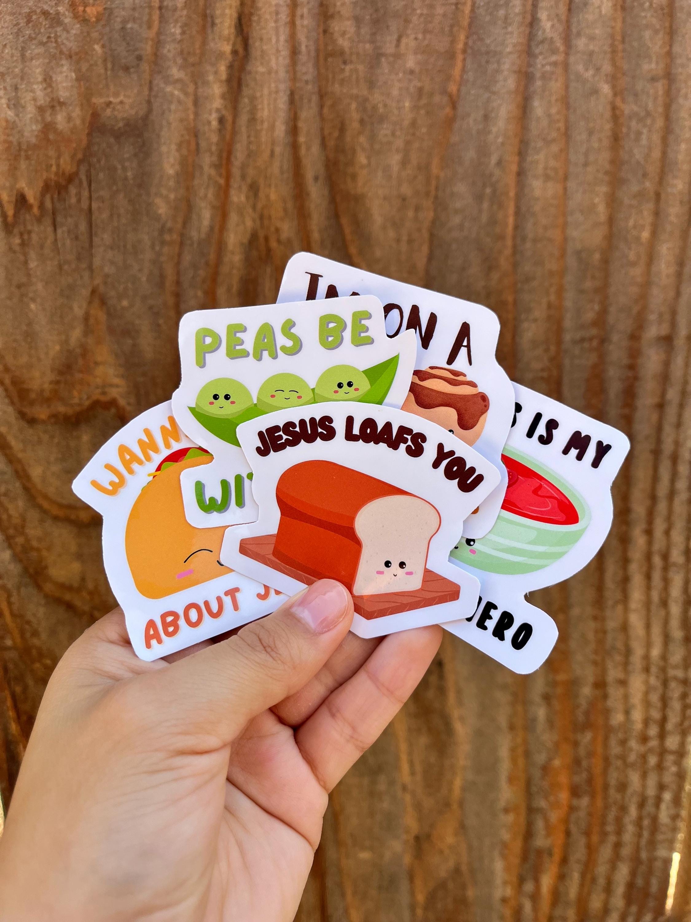 Cute Christian Pun Sticker Pack, Jesus Loafs You, Faith Taco, Soup-er ...