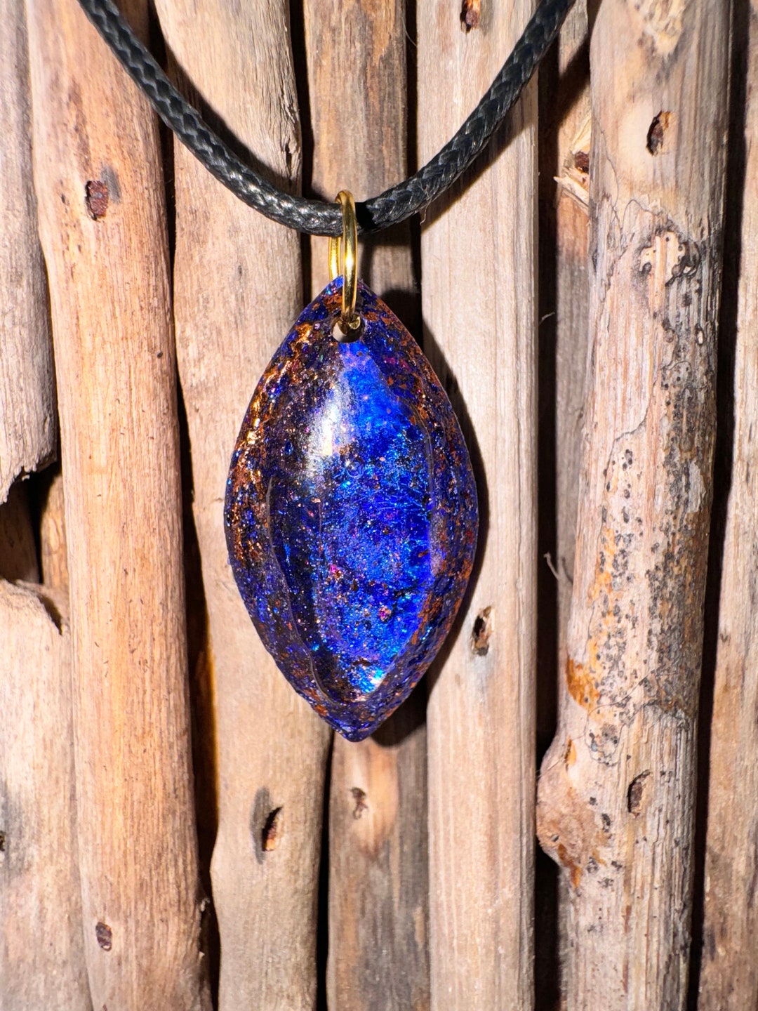 Royal Blue/gold Ellipse Geode Inspired Resin Handmade Necklace - Etsy