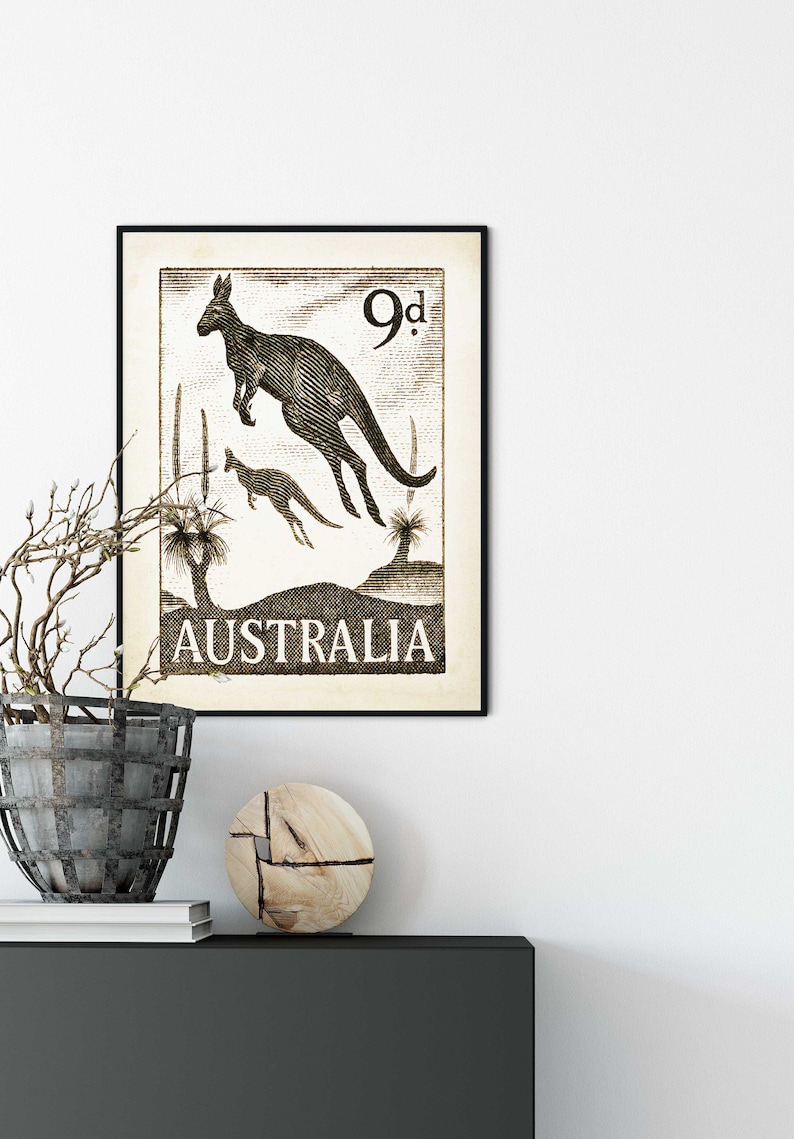 Australian Art Print of a Kangaroo in Nature, Aussie Wildlife Wall Art ...