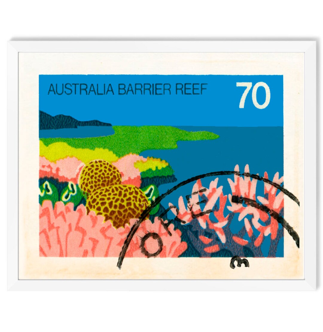 Australia Great Barrier Reef Ocean Art Print Poster, Coastal and Beach ...