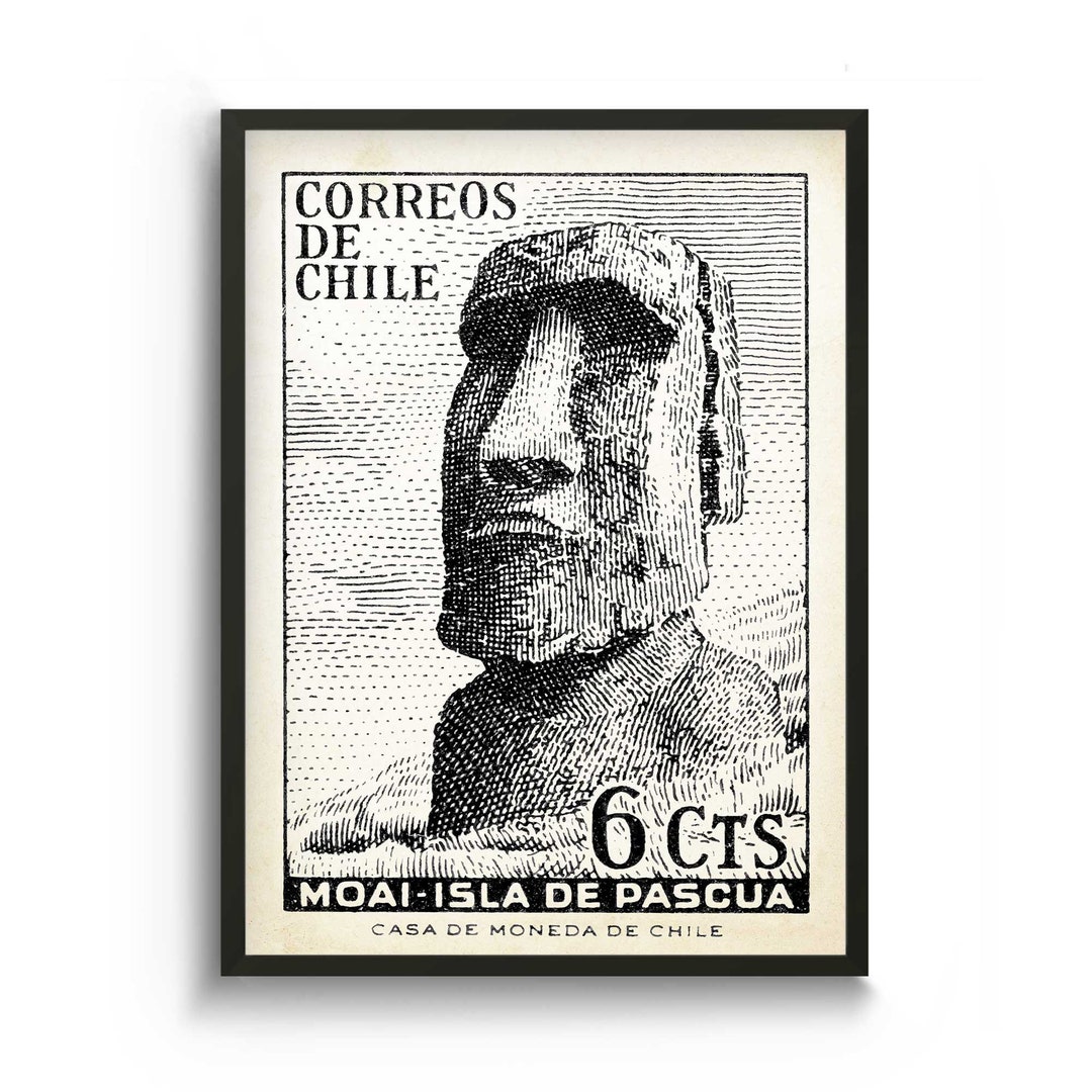 Chile Art Poster Print of Easter Island Statue Sculpture, Latin Art ...