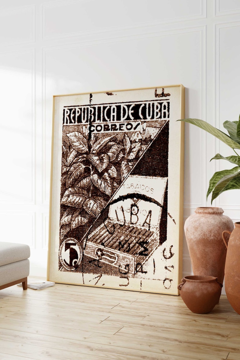 Man Cave Decor and Cigar Art Poster Print of Havana Affiche, Rustic ...