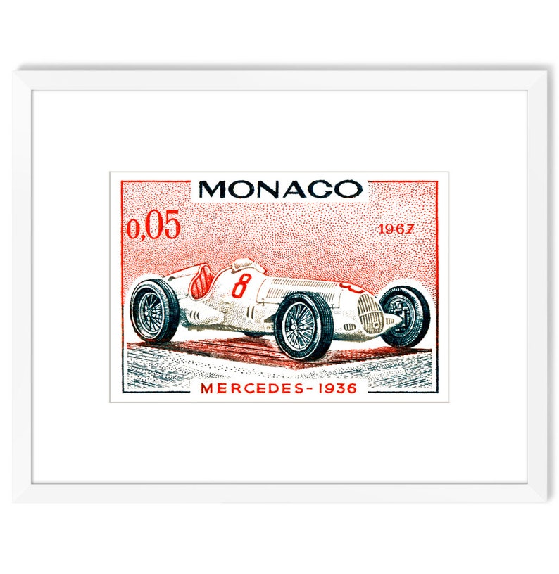 Monaco Grand Prix, Car Racing Print, Auto Racing Art, Travel Poster ...