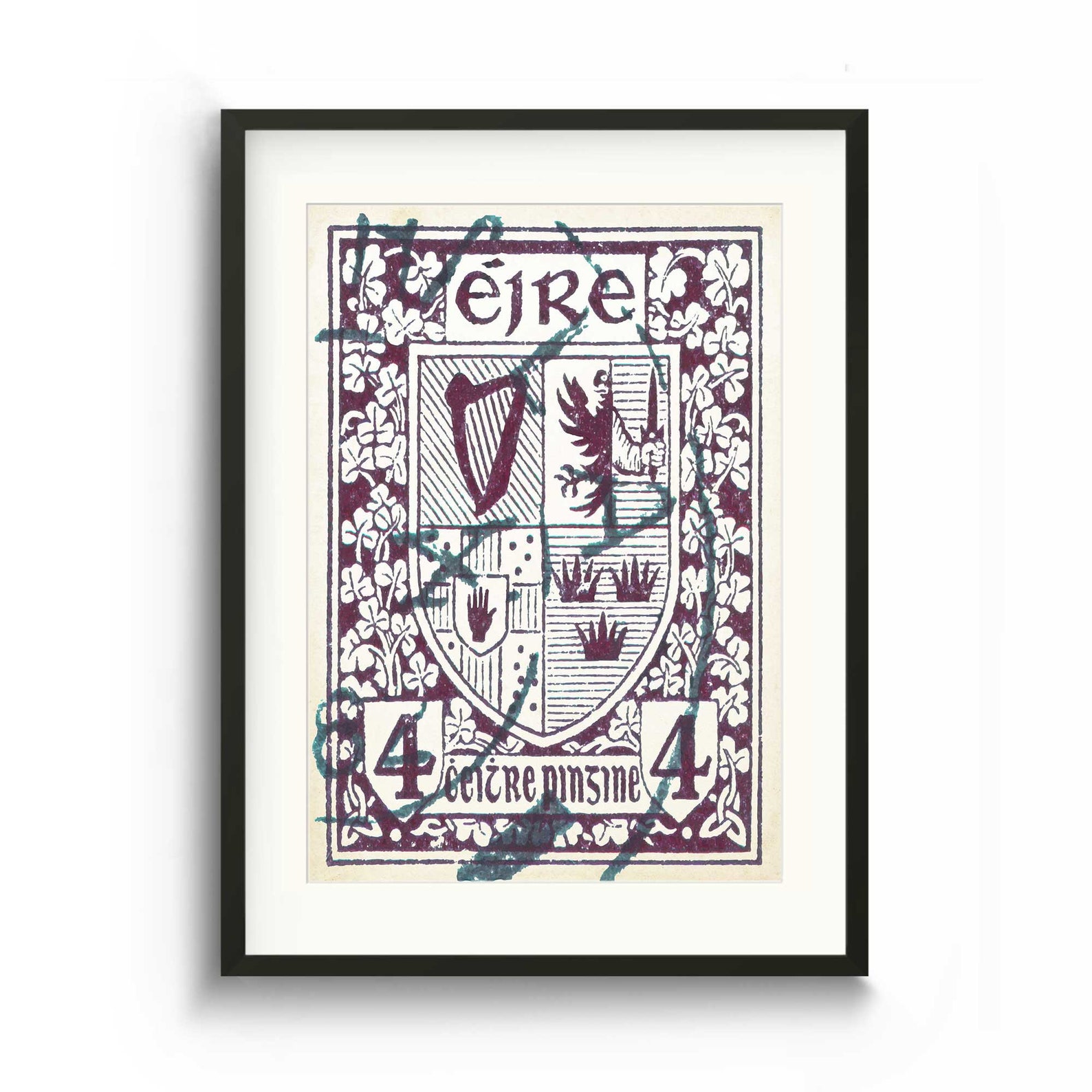 Ireland Postage Stamp Art Print Irish Art From Coat of Arms - Etsy