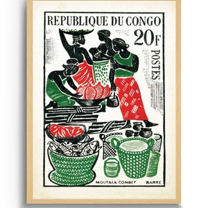 Vintage African Folk Art Print, Black Woman Feminism Art Poster ...