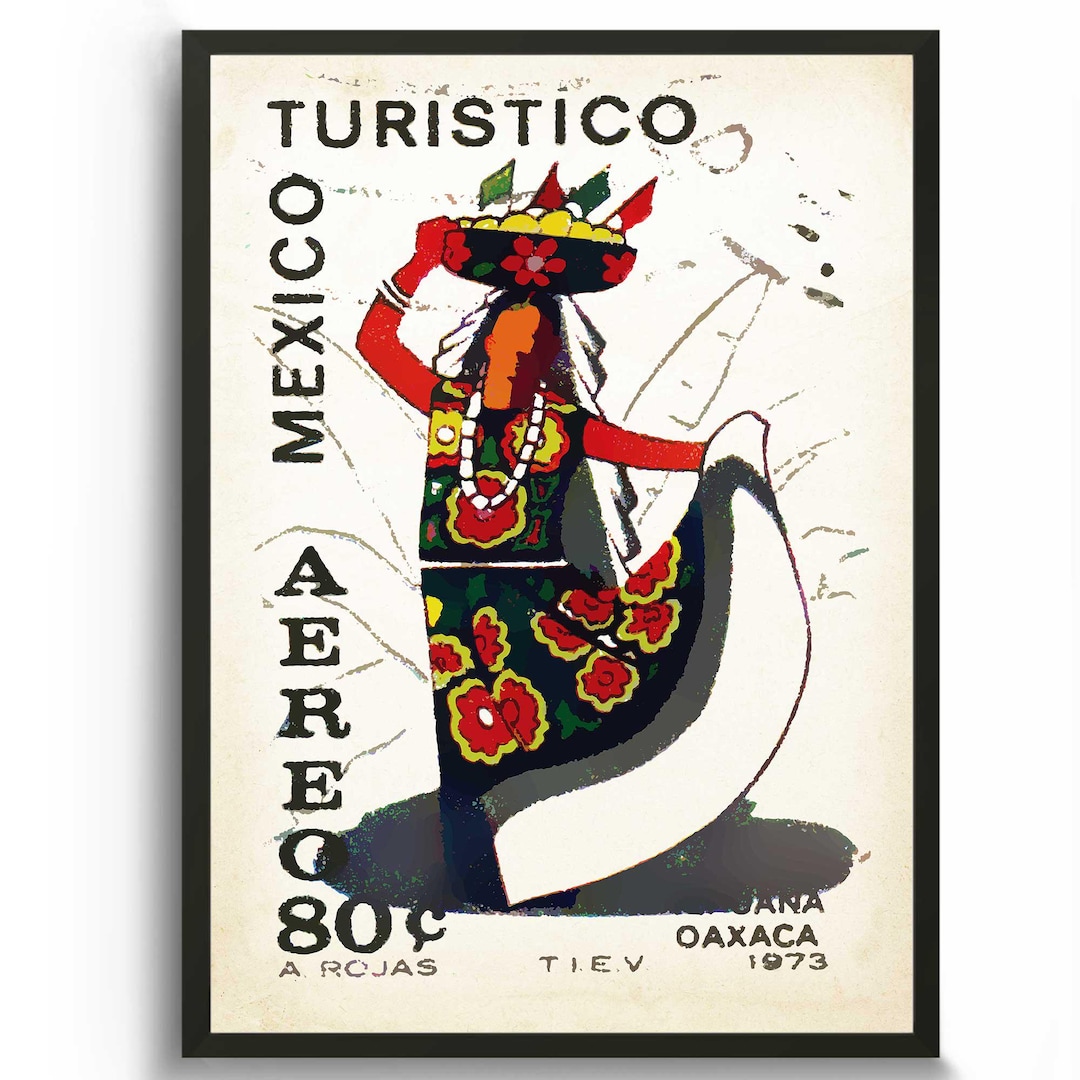 Mexican Folk Art Travel Poster Print, Oaxaca Vintage Wall Art. Vintage ...