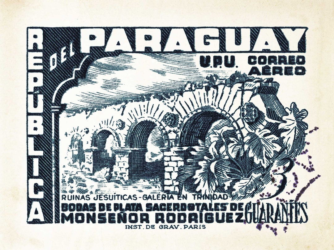 Paraguay Postage Stamp Art, Architecture Print, Latin Art, South ...