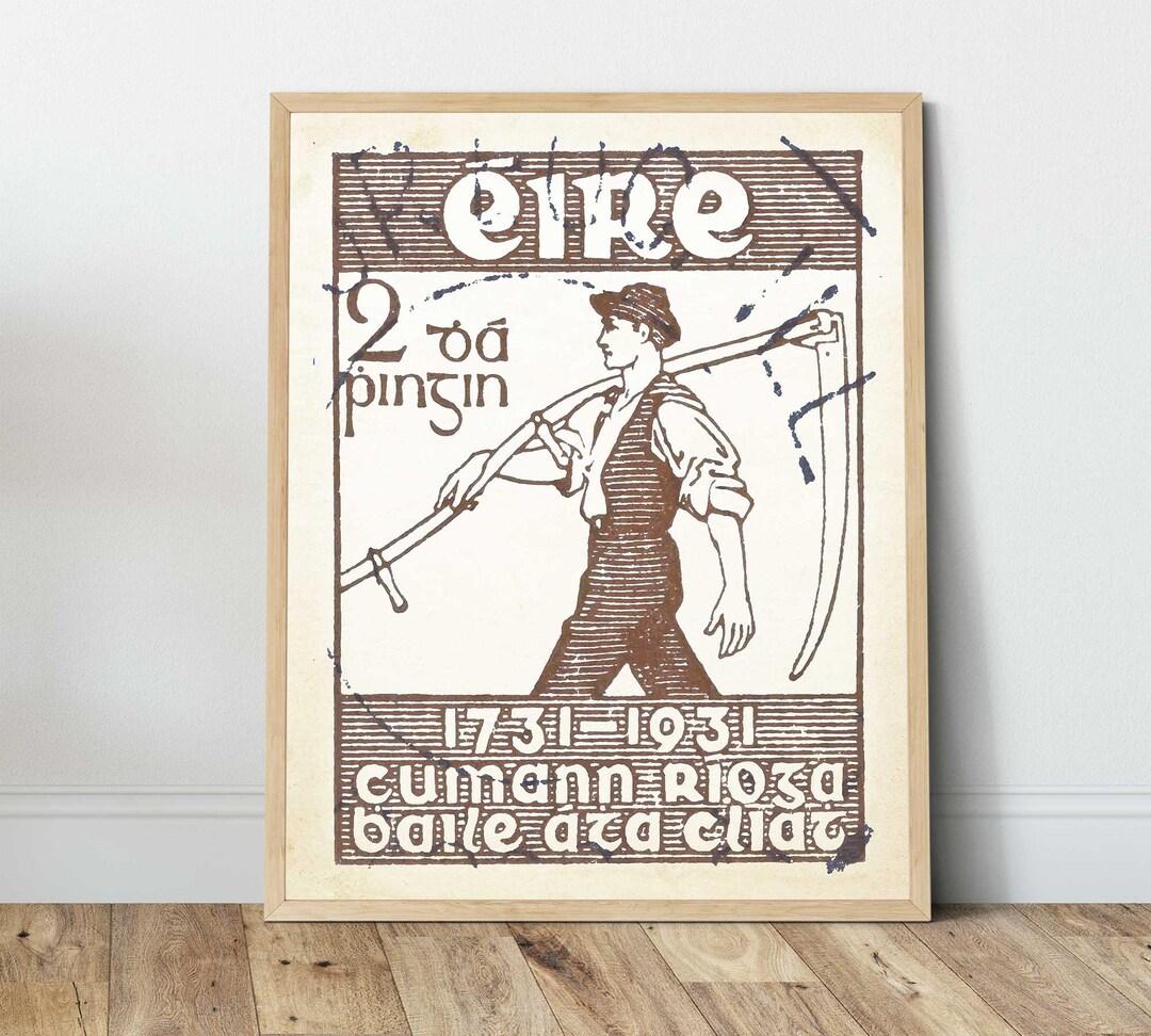 Gaelic, Irish Wall Art of Ireland Poster Print. Vintage Postage Stamp ...