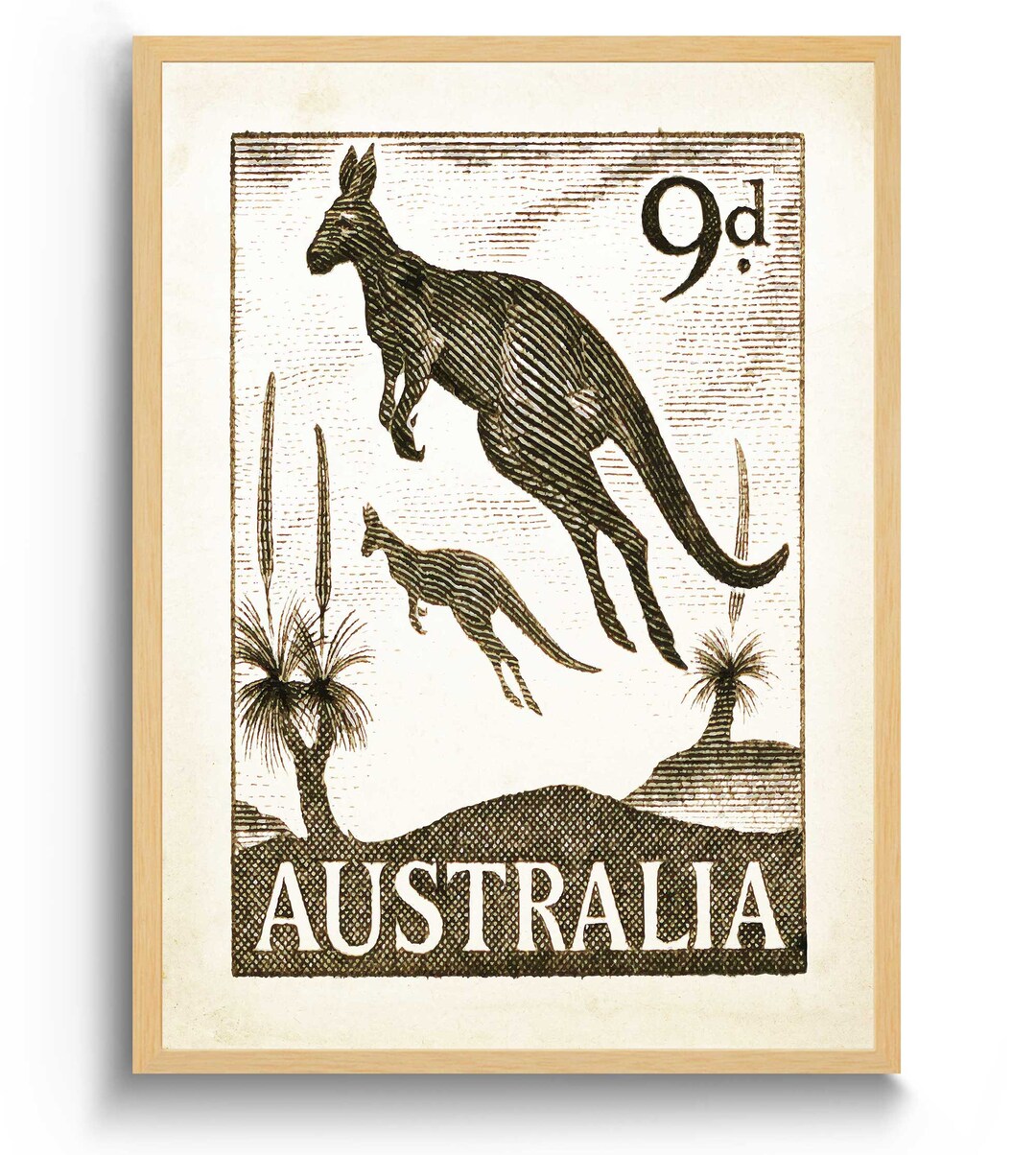 Australian Art Print of a Kangaroo in Nature, Aussie Wildlife Wall Art ...