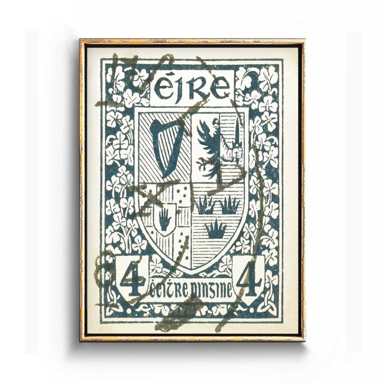 Ireland Postage Stamp Art Print Irish Art From Coat of Arms - Etsy