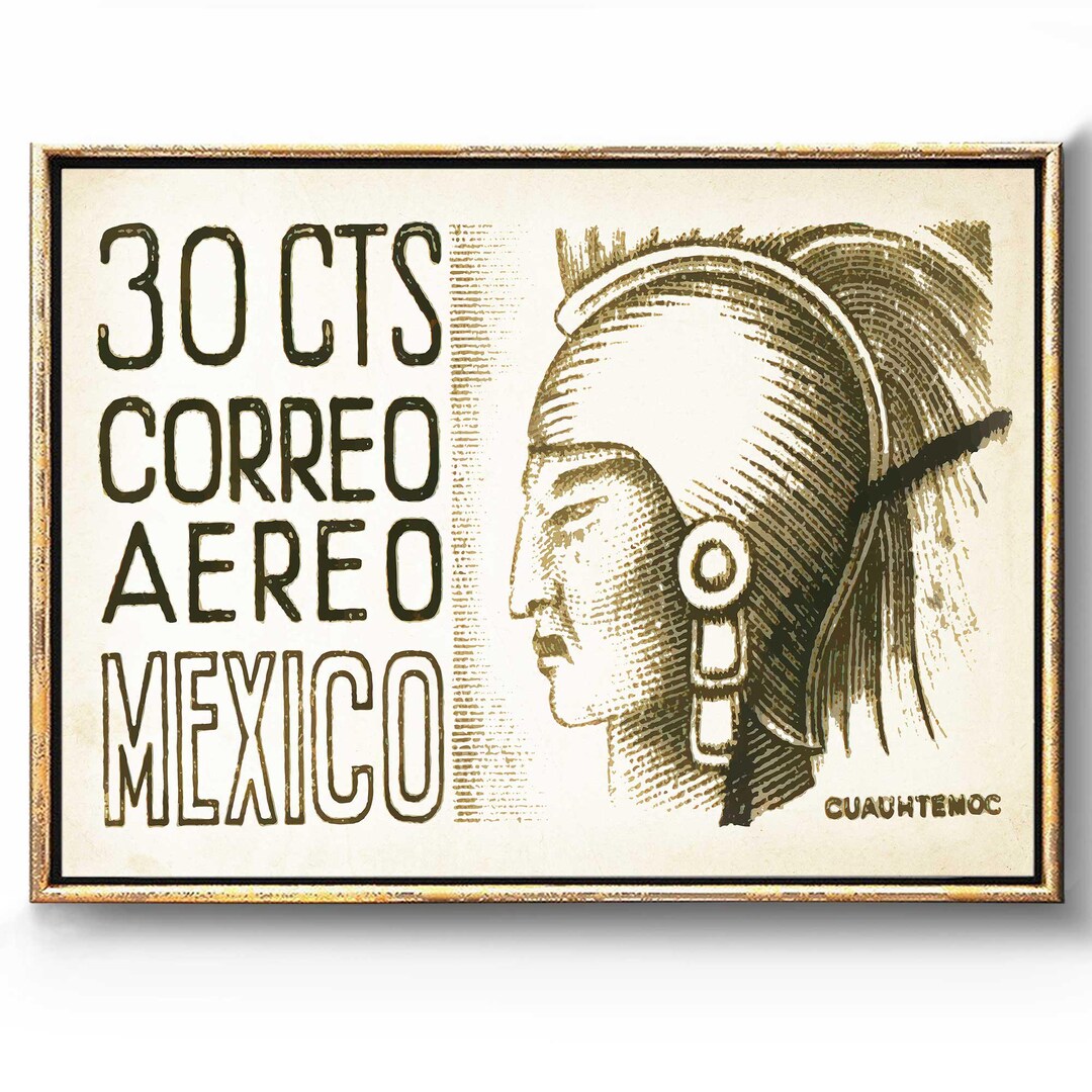 Aztec Ruler Mexico Travel Poster, Vintage Mexican Wall Art Illustration ...