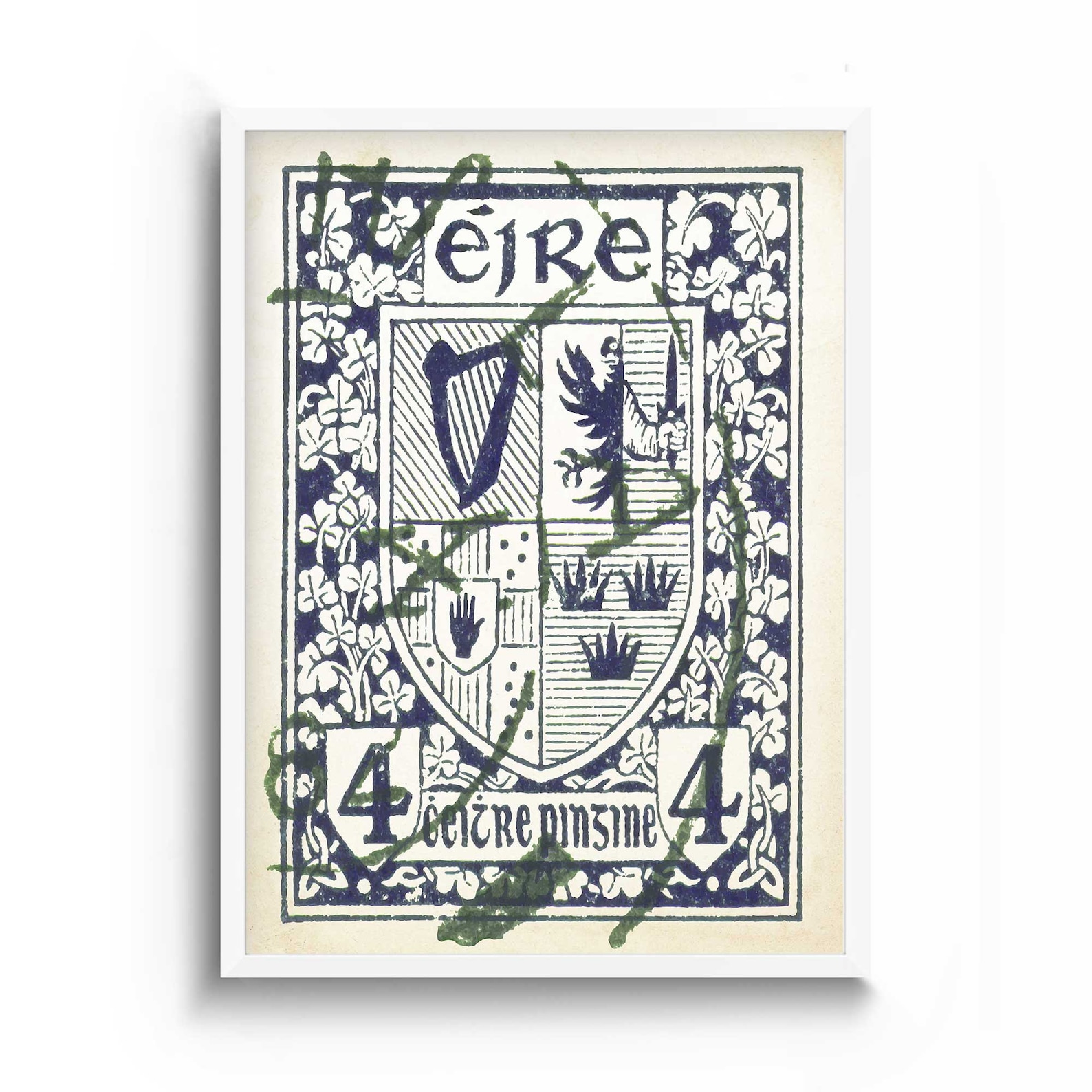 Ireland Postage Stamp Art Print Irish Art From Coat of Arms - Etsy