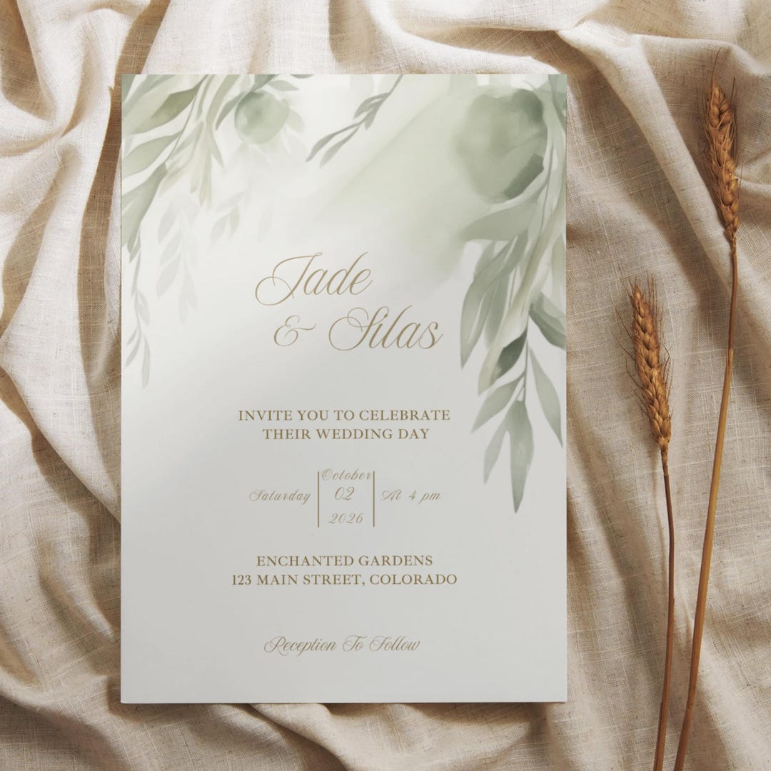 Editable Wedding Invitation Template Set | Greenery 5x7 Invite, 4x6 ...