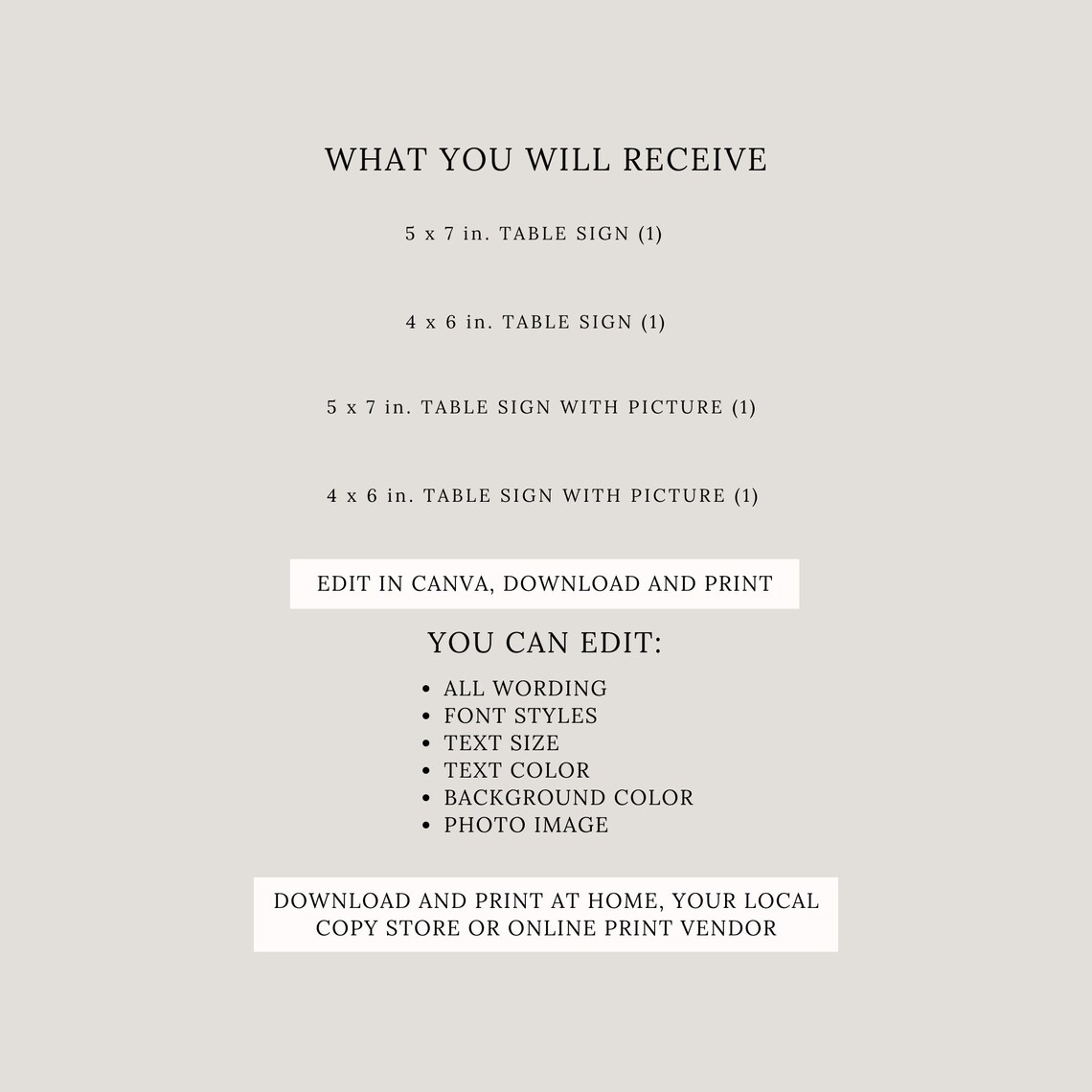 Table Number Template, Printable Photo Table Numbers, Editable Table ...