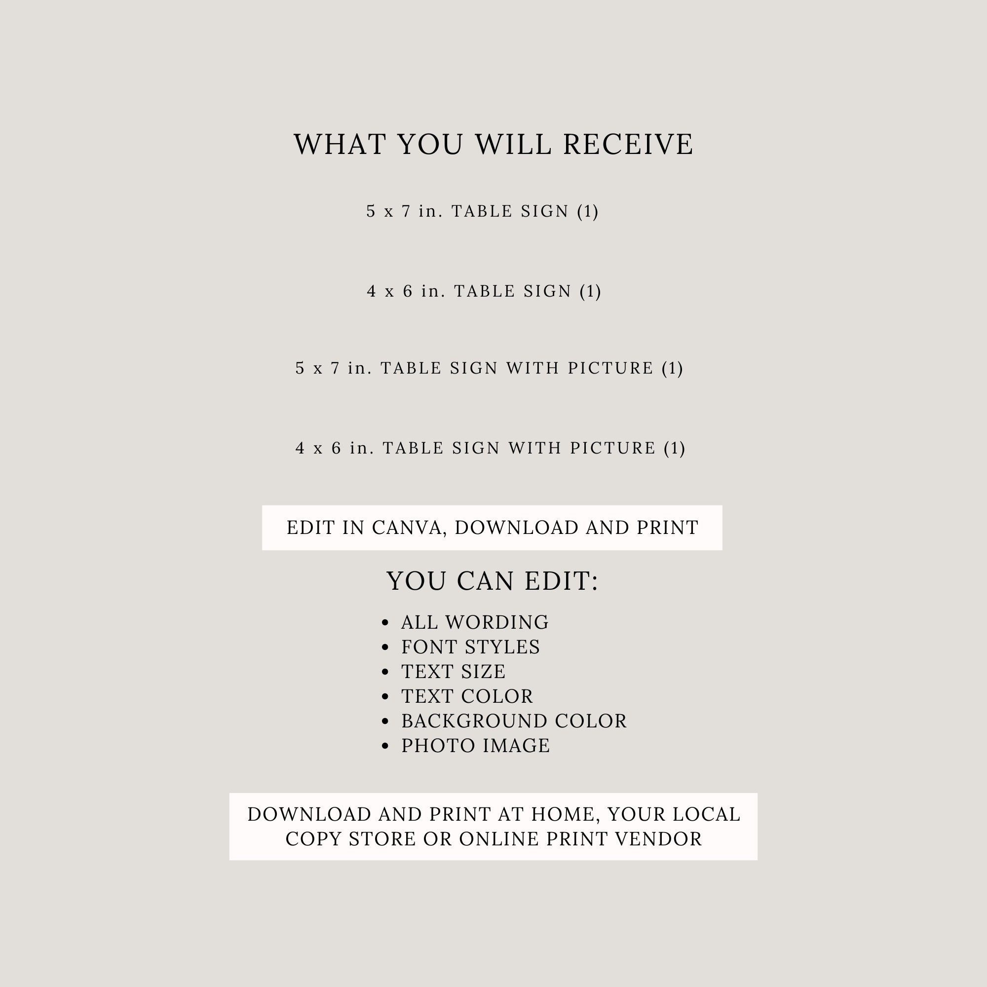 Table Number Template, Printable Photo Table Numbers, Editable Table ...