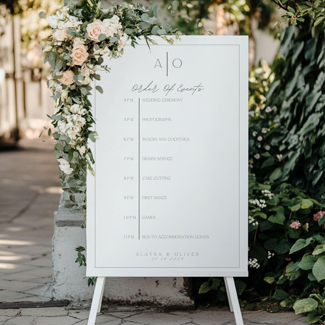 Modern Wedding Order of Events Timeline Sign Template, Minimal Order of ...