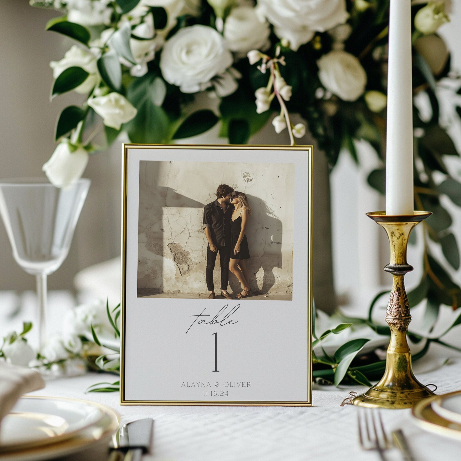 Table Number Template, Printable Photo Table Numbers, Editable Table ...