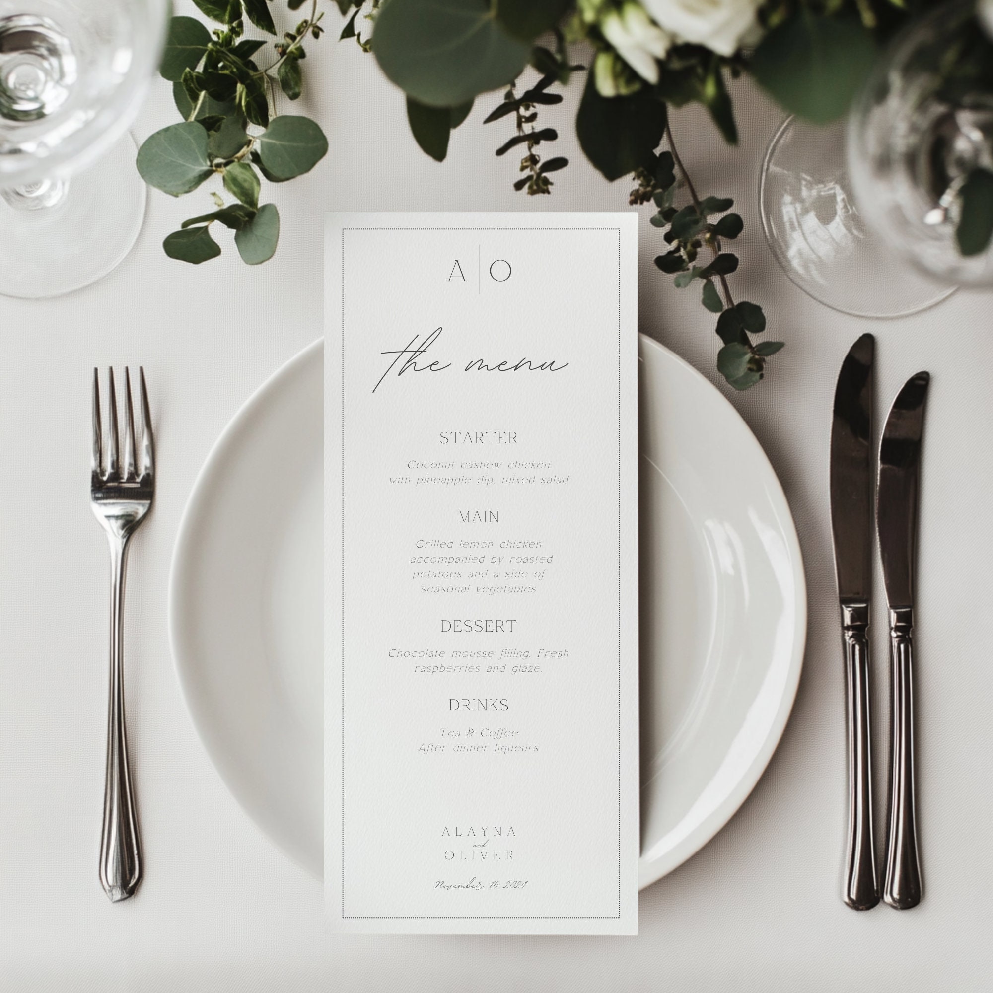 Wedding Menu Template, Editable Menu, Wedding Table Menu Card ...