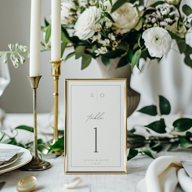 Table Number Template, Printable Photo Table Numbers, Editable Table ...