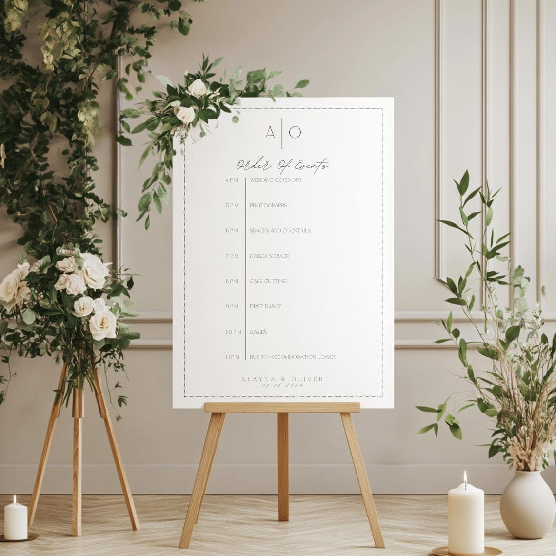 Modern Wedding Order of Events Timeline Sign Template, Minimal Order of ...