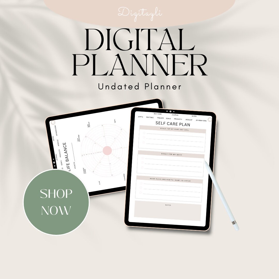 Digital Self Care Planner, Self-care Journal Planner, 2024 2025 Undated ...