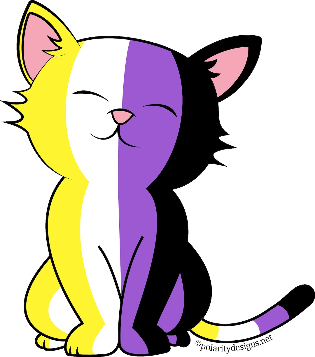 Enby Rainbow Pride Kitty Sticker LGBTQ Flag Pride Sticker Decal Queer ...